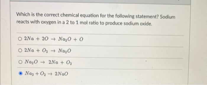 Solved Which is the correct chemical equation for the | Chegg.com