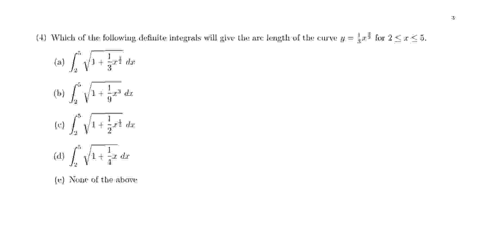 Solved (4) ﻿Which of the following definite integrals will | Chegg.com
