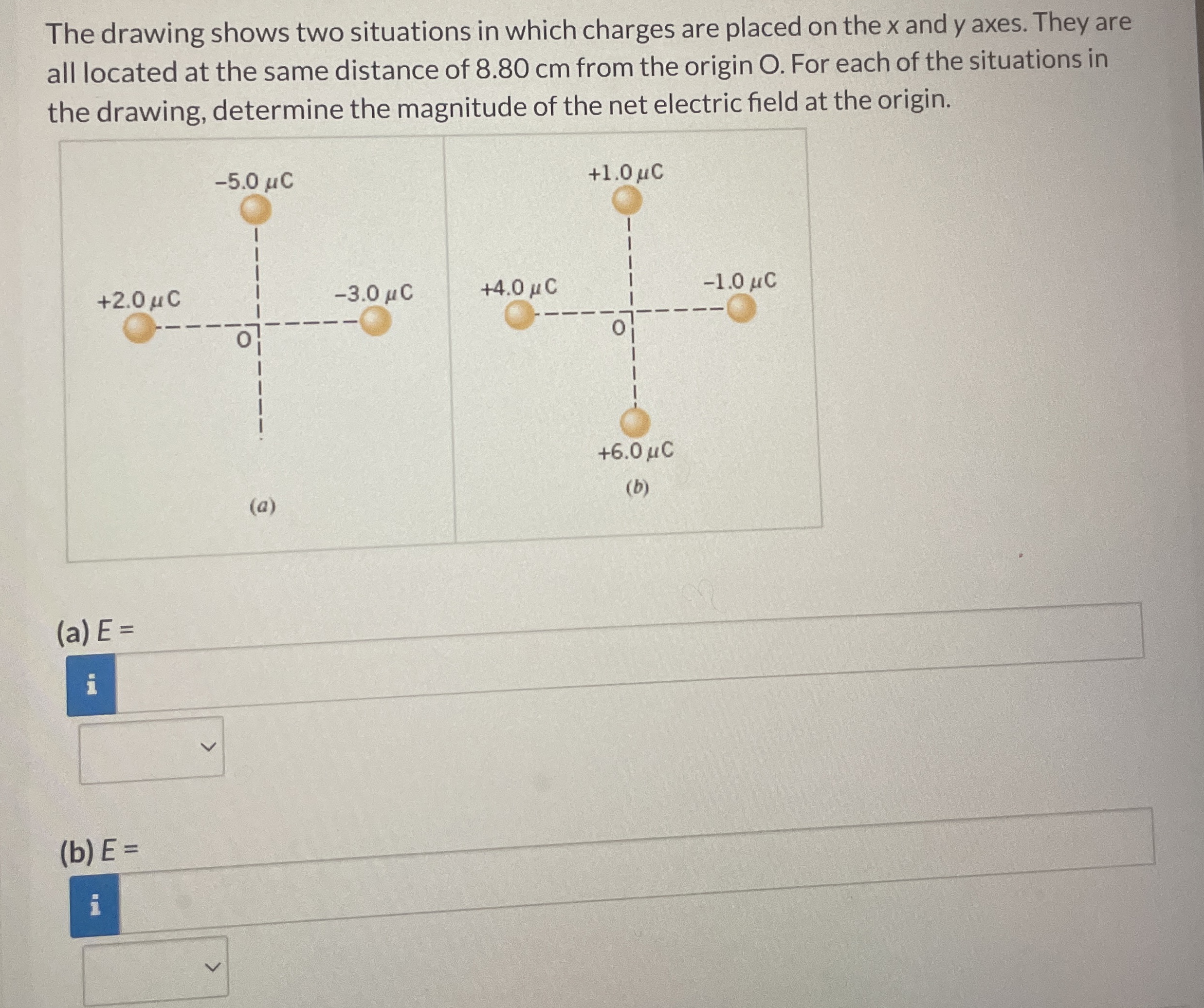 The drawing shows two situations in which charges are | Chegg.com
