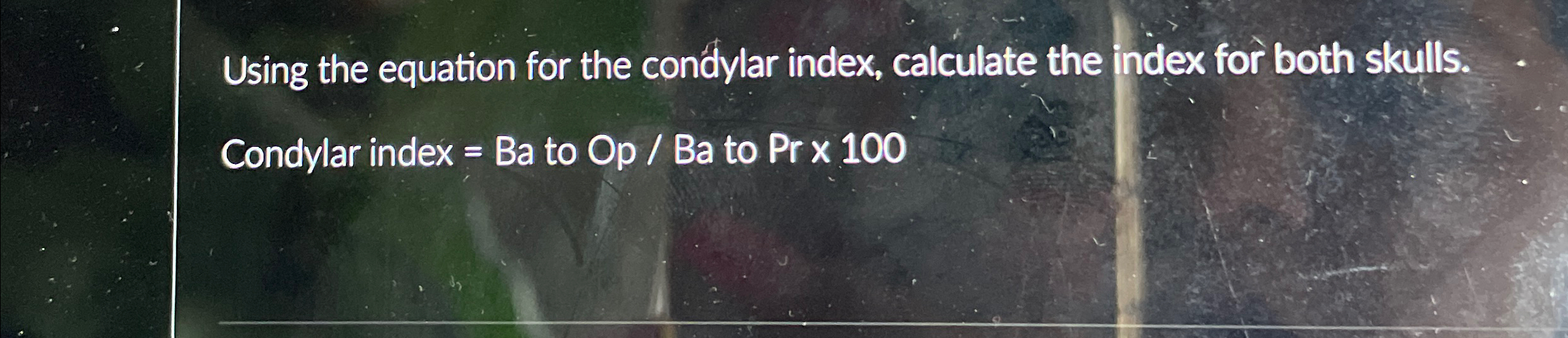 Solved Using the equation for the condylar index, calculate | Chegg.com