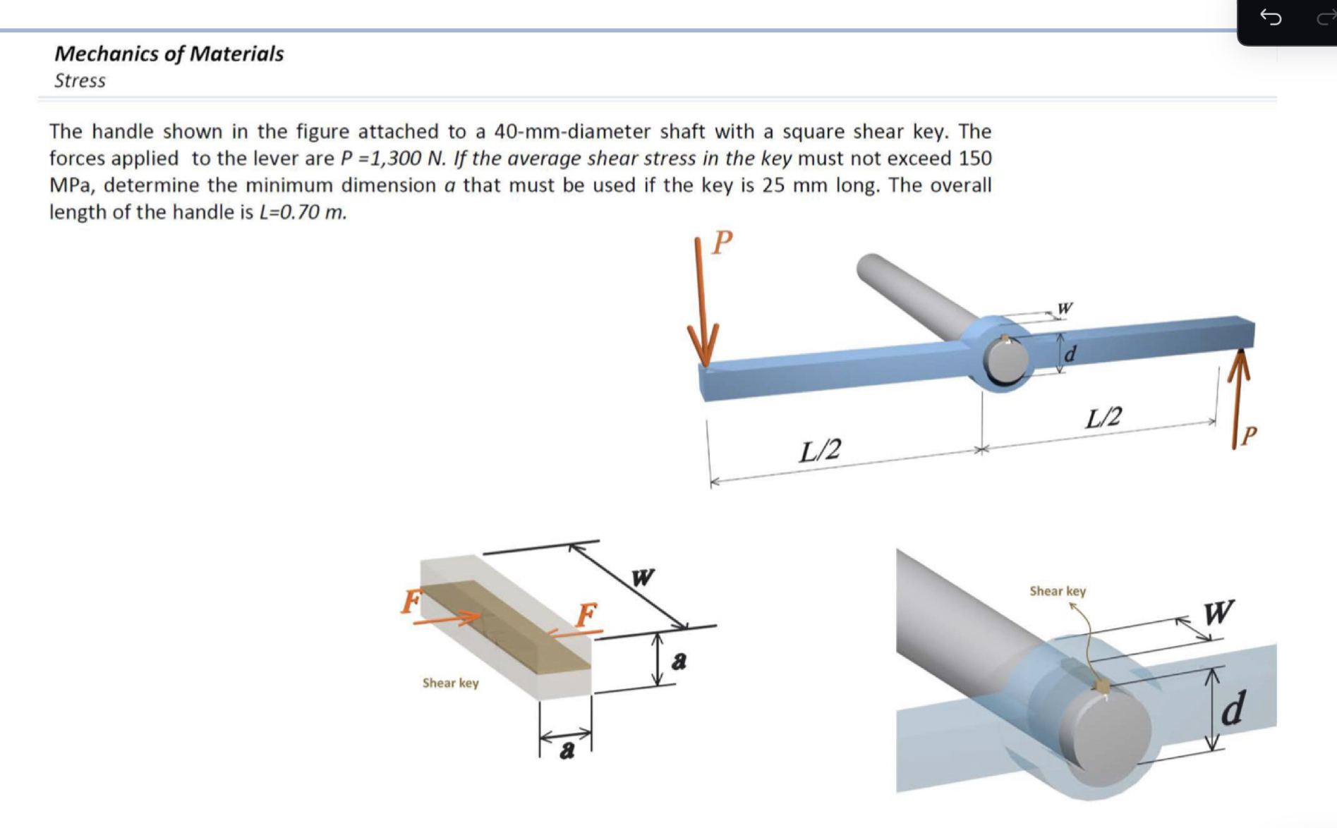 Solved Mechanics of MaterialsStressThe handle shown in the | Chegg.com