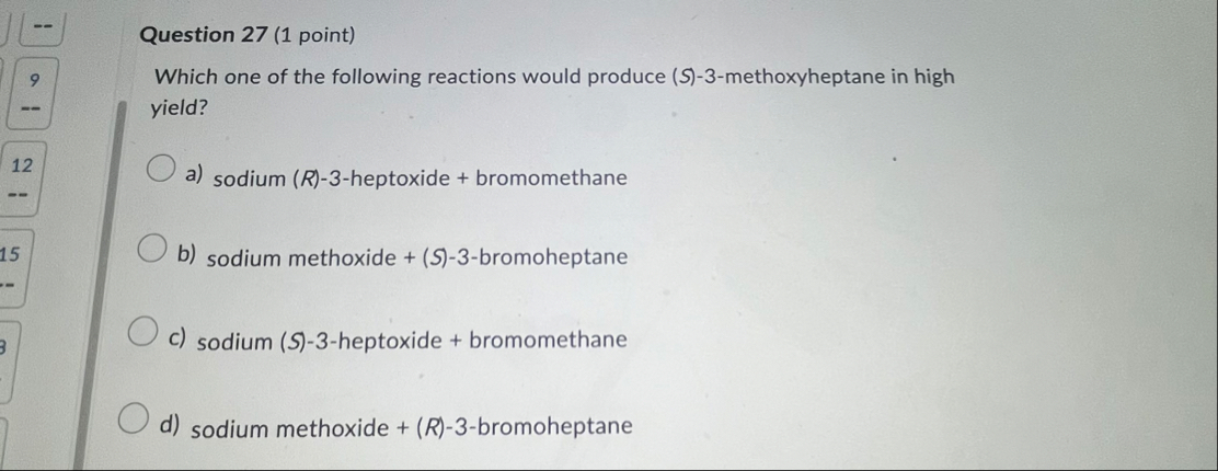 Solved Question 27 (1 ﻿point)Which one of the following | Chegg.com