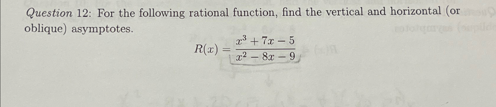 Solved Question 12: For the following rational function, | Chegg.com