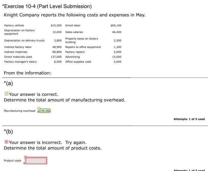Solved *Exercise 10-4 (Part Level Submission) Knight Company | Chegg.com