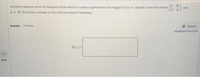 Solved 154 Use Find the maximum error for Simpson's Rule | Chegg.com