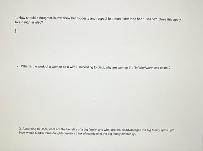 1. How should a daughter-in-law show her modesty and | Chegg.com