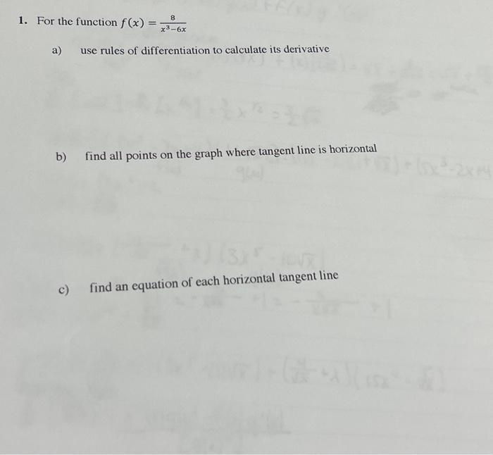 Solved 1. For the function f(x) = 8 x3-6x a) use rules of | Chegg.com