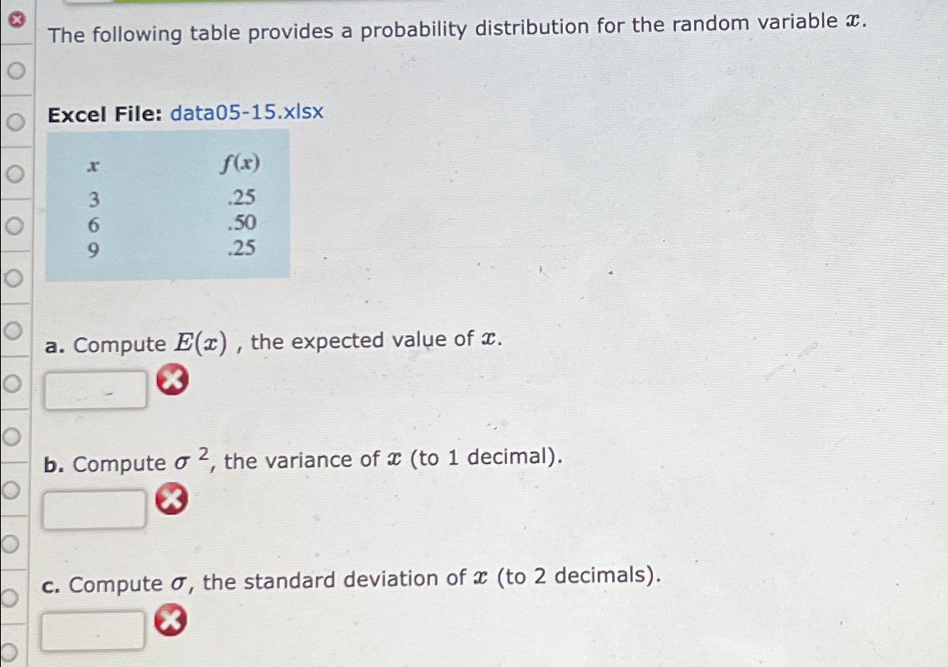Solved The following table provides a probability | Chegg.com