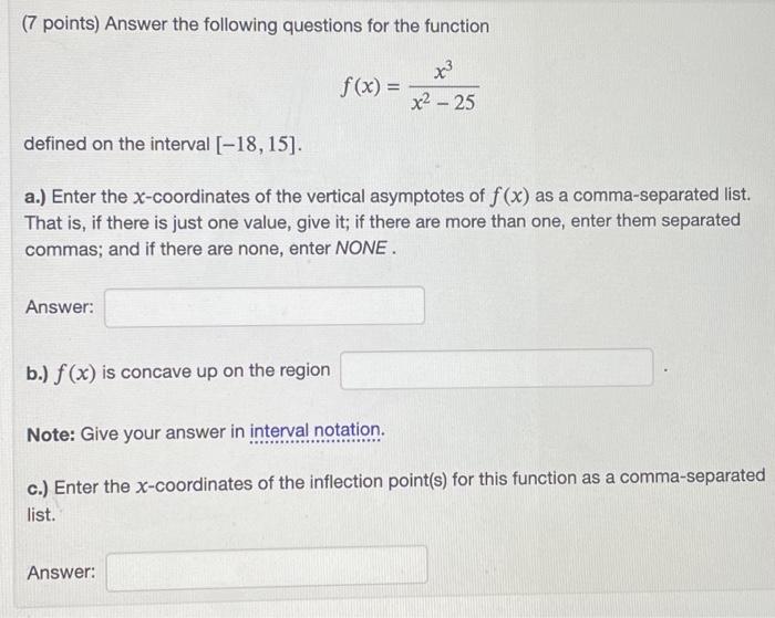 Solved 7 Points Answer The Following Questions For The
