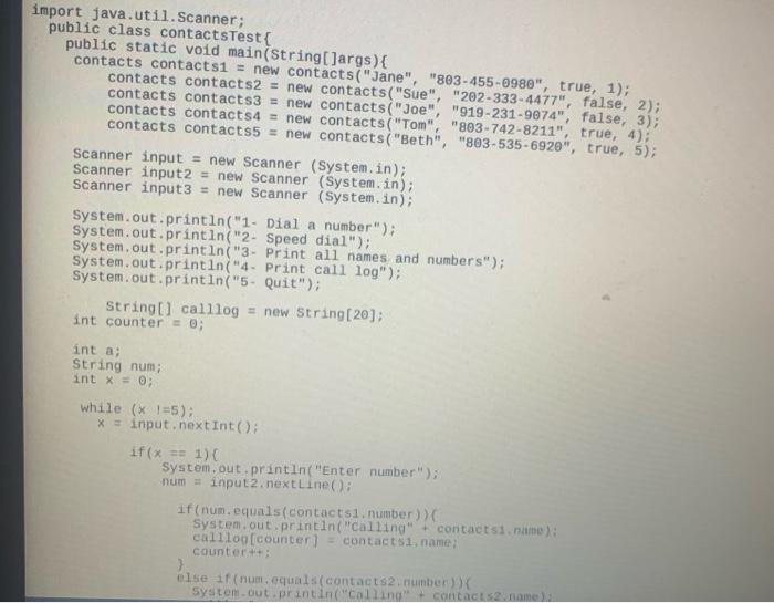 Solved [10 points] Rewrite line 37 [counter++;] in contacts | Chegg.com