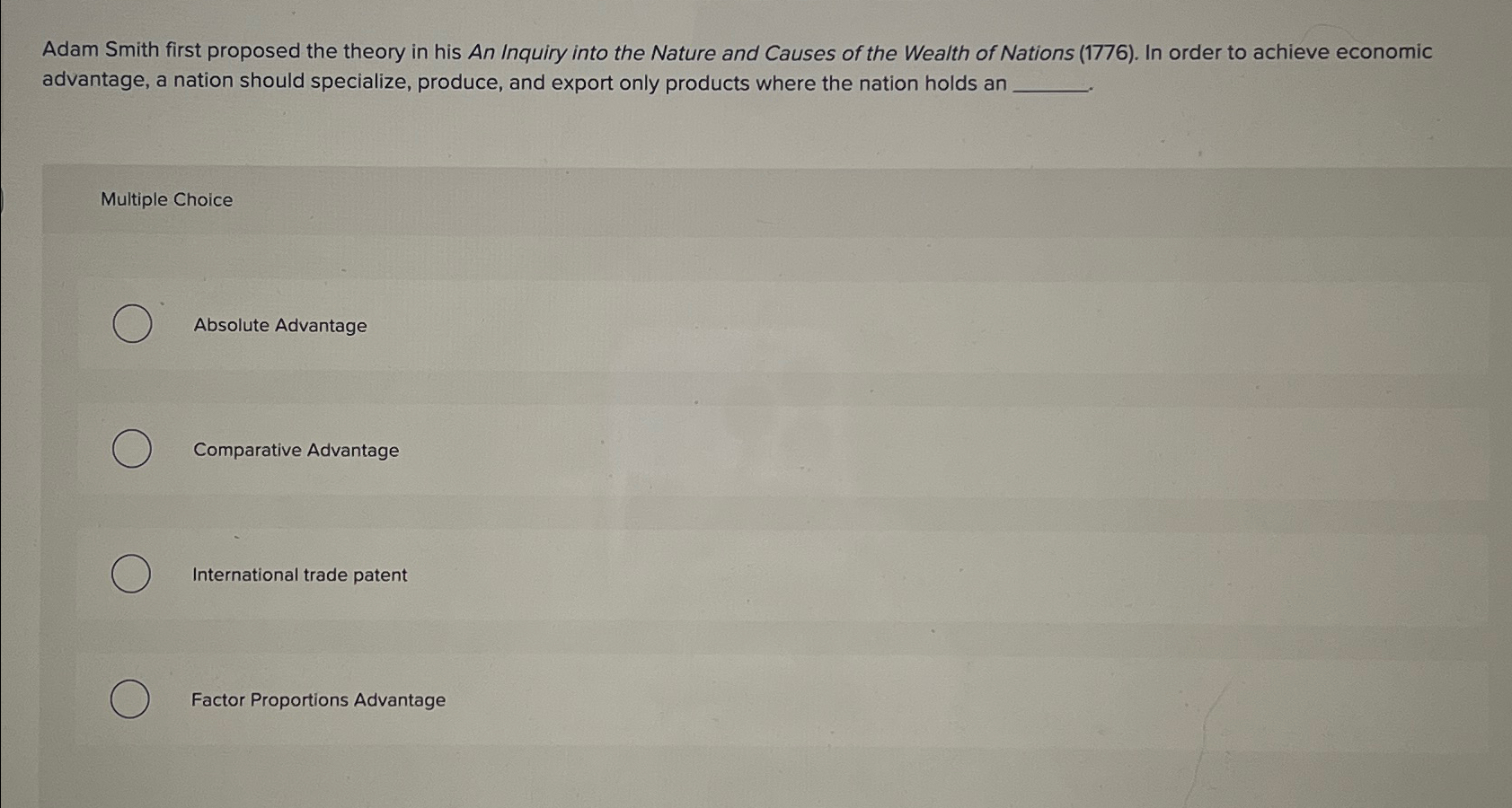 Solved Adam Smith first proposed the theory in his An | Chegg.com