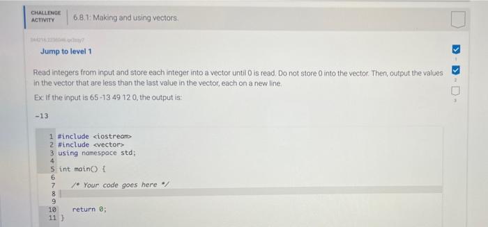 Solved CHALLENGE ACTIVITY 6.8.1: Making and using vectors, | Chegg.com
