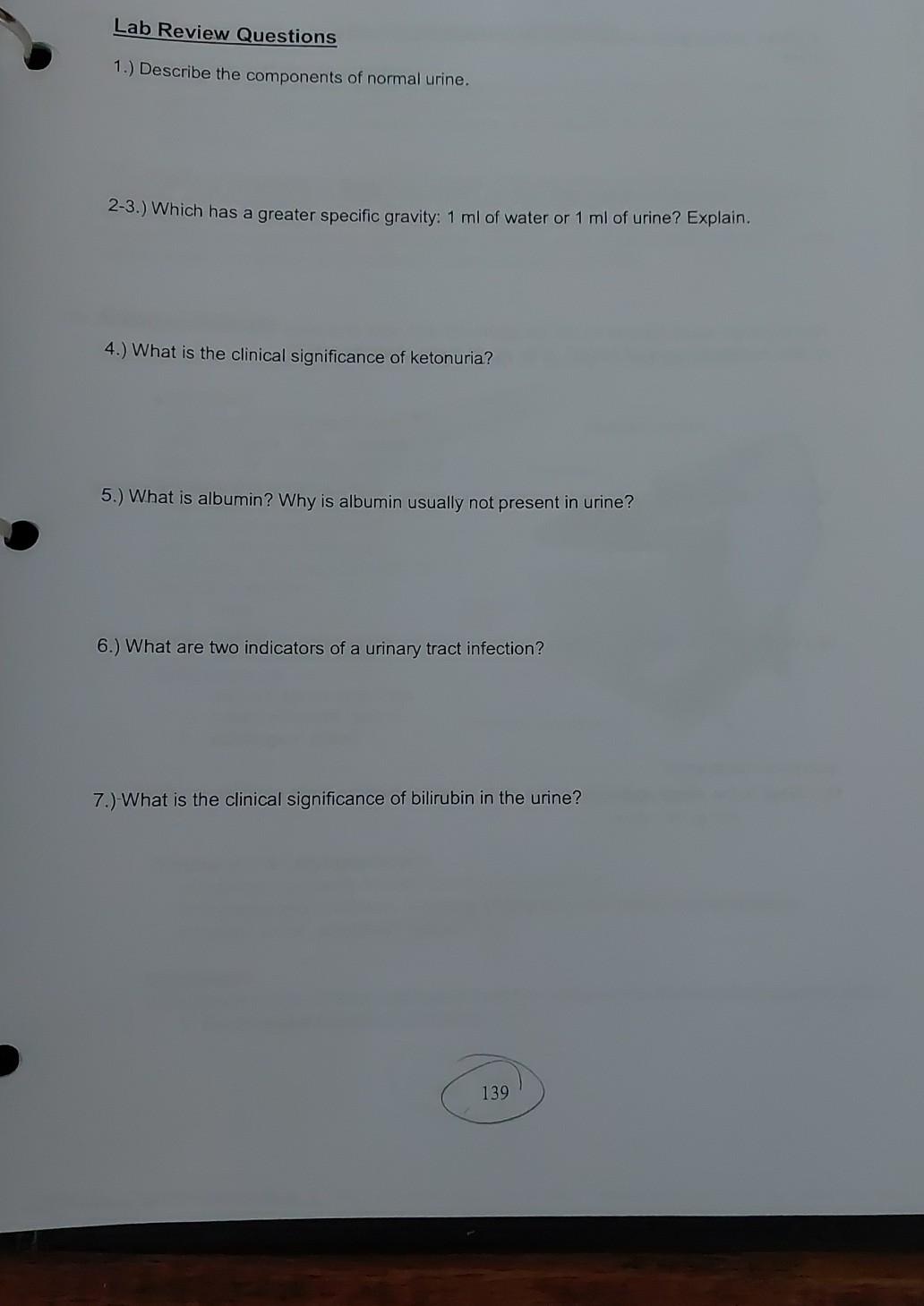 Solved Lab review questions of the urinary system Anatomy | Chegg.com