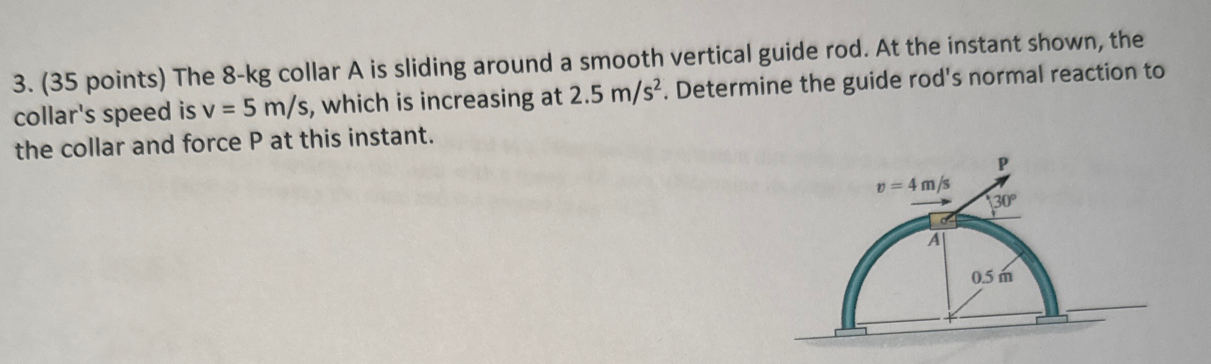 Solved (35 ﻿points) ﻿The 8-kg ﻿collar A ﻿is sliding around a | Chegg.com