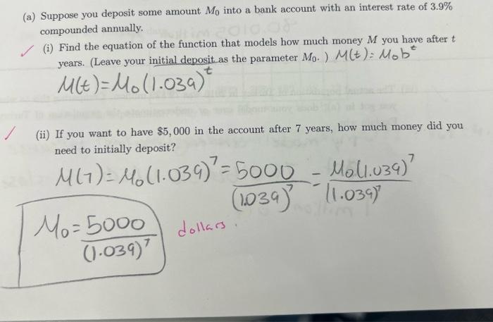 Solved (a) Suppose you deposit some amount M0 into a bank | Chegg.com