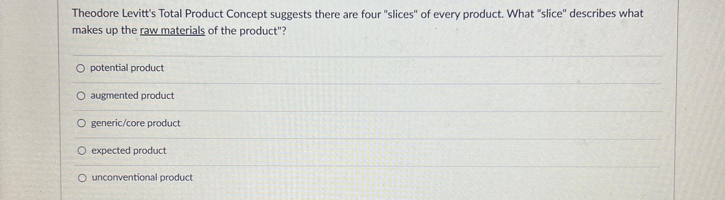 Solved Theodore Levitt's Total Product Concept suggests | Chegg.com