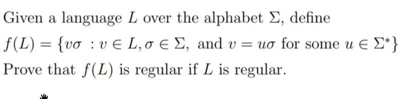 Solved Given a language L over the alphabet Σ, define | Chegg.com