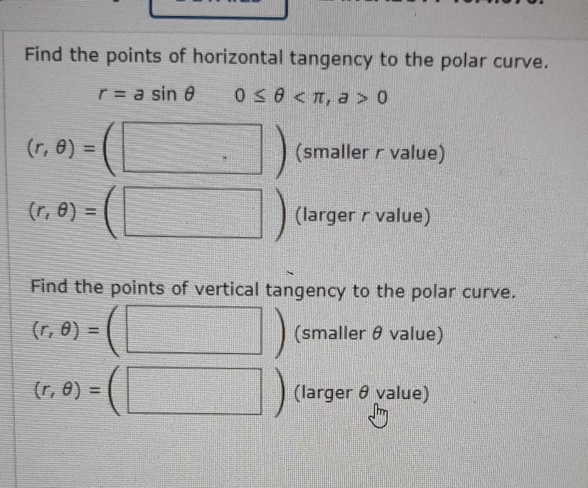 Solved Find the points of horizontal tangency to the polar | Chegg.com