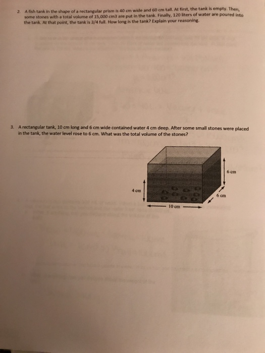 Solved 2. A fish tank in the shape of a rectangular prism is | Chegg.com