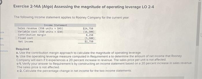 Solved Exercise 2-14A (Algo) Assessing the magnitude of | Chegg.com