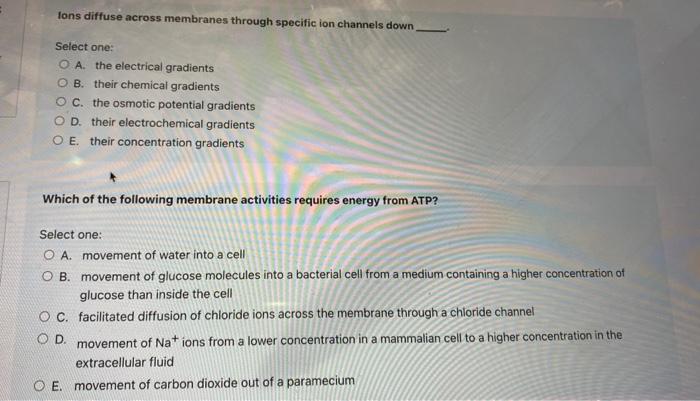 Solved Ions diffuse across membranes through specific ion | Chegg.com
