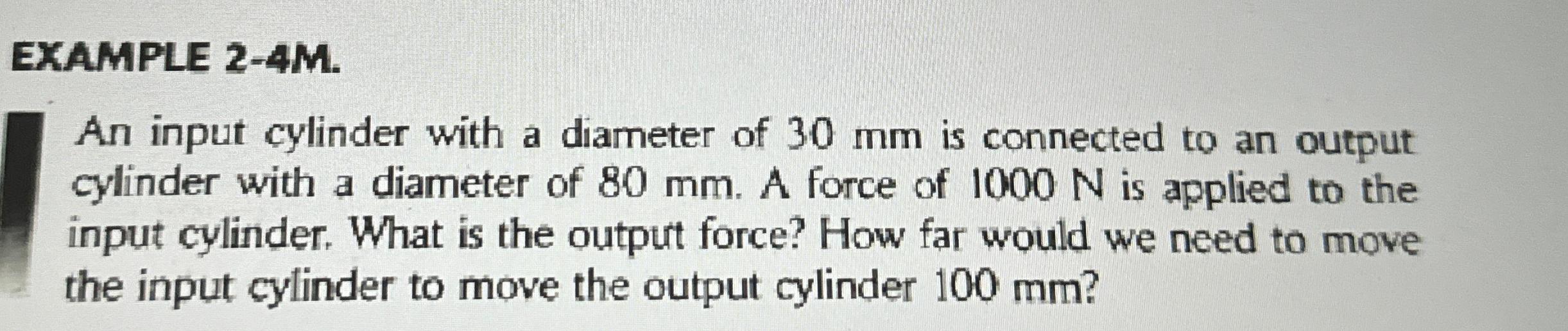 Solved EXAMPLE 2-4M.An input cylinder with a diameter of | Chegg.com