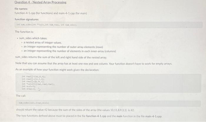 Solved Question 4 - Nested Array Processing file names: | Chegg.com