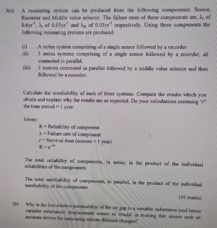 Solved 3(a) ﻿A measuring system can be produced from the | Chegg.com