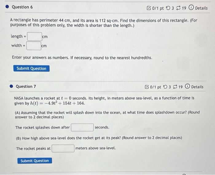 Solved A rectangle has perimeter 44 cm, and its area is | Chegg.com
