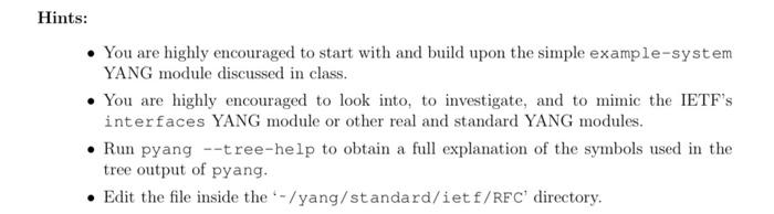 Solved write a mock-up data model using the YANG modeling | Chegg.com