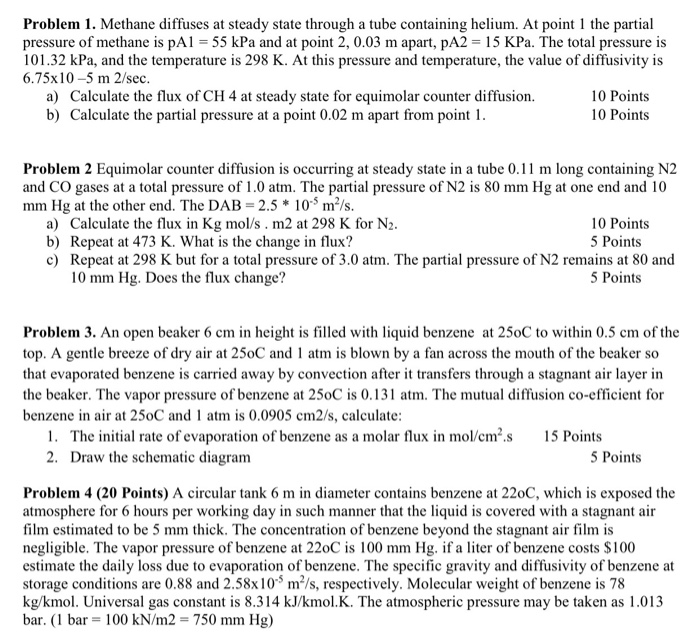 Solved Methane diffuses at steady state through a tube | Chegg.com