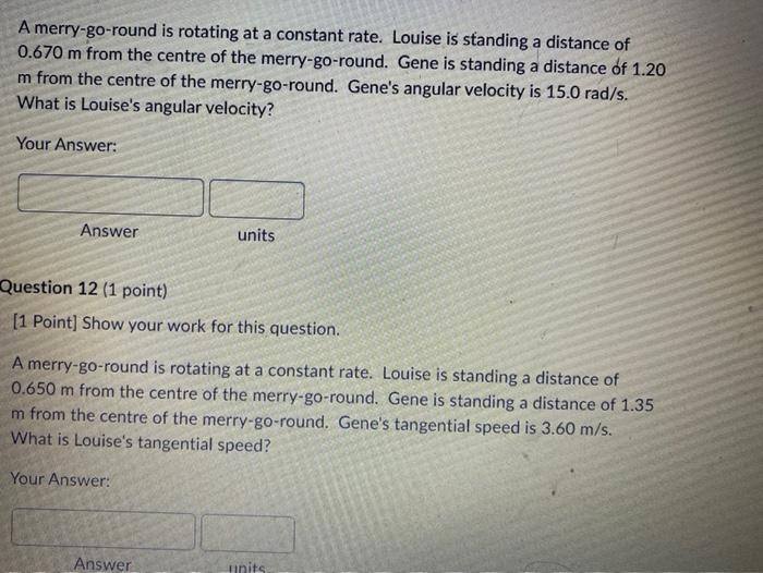 Solved A merry-go-round is rotating at a constant rate. | Chegg.com