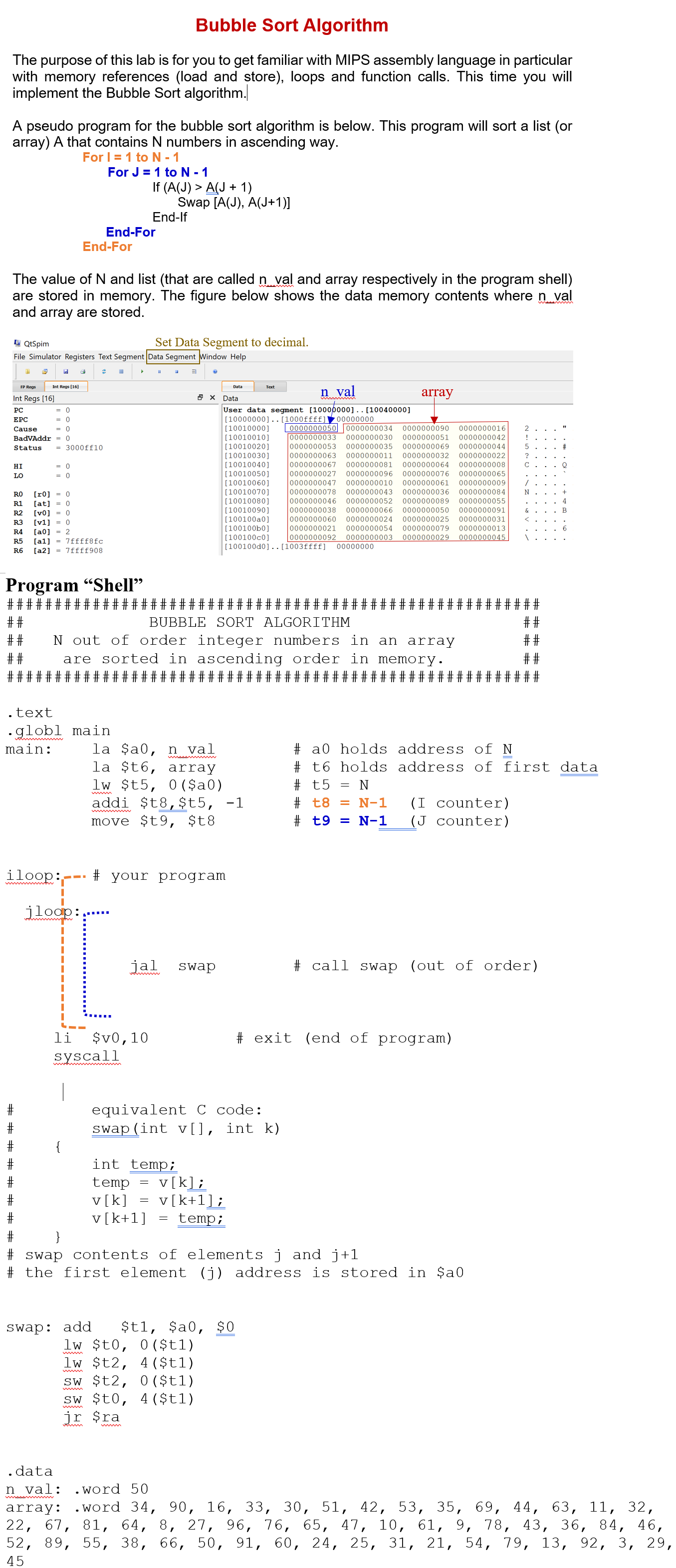 Bubble Sort Algorithmthe Purpose Of This Lab Is For 7333