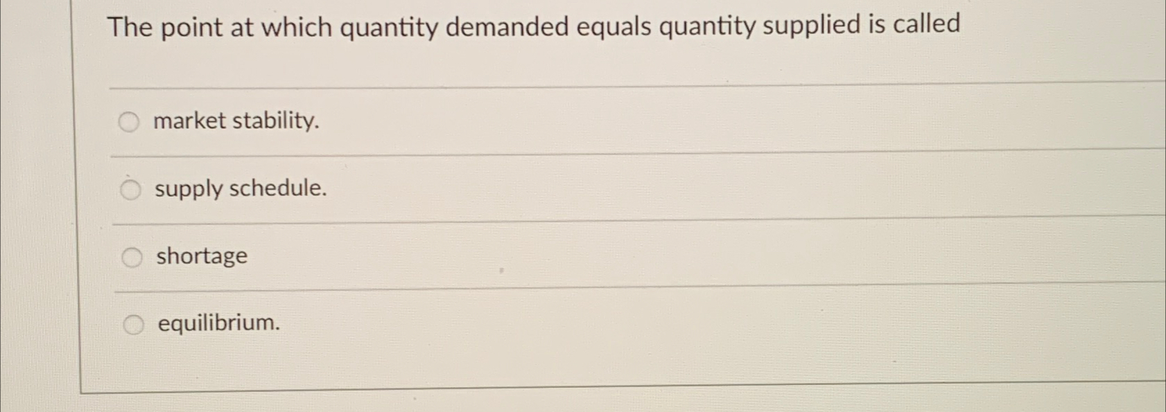Solved The point at which quantity demanded equals quantity | Chegg.com