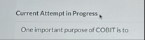 Solved Current Attempt in ProgressOne important purpose of | Chegg.com