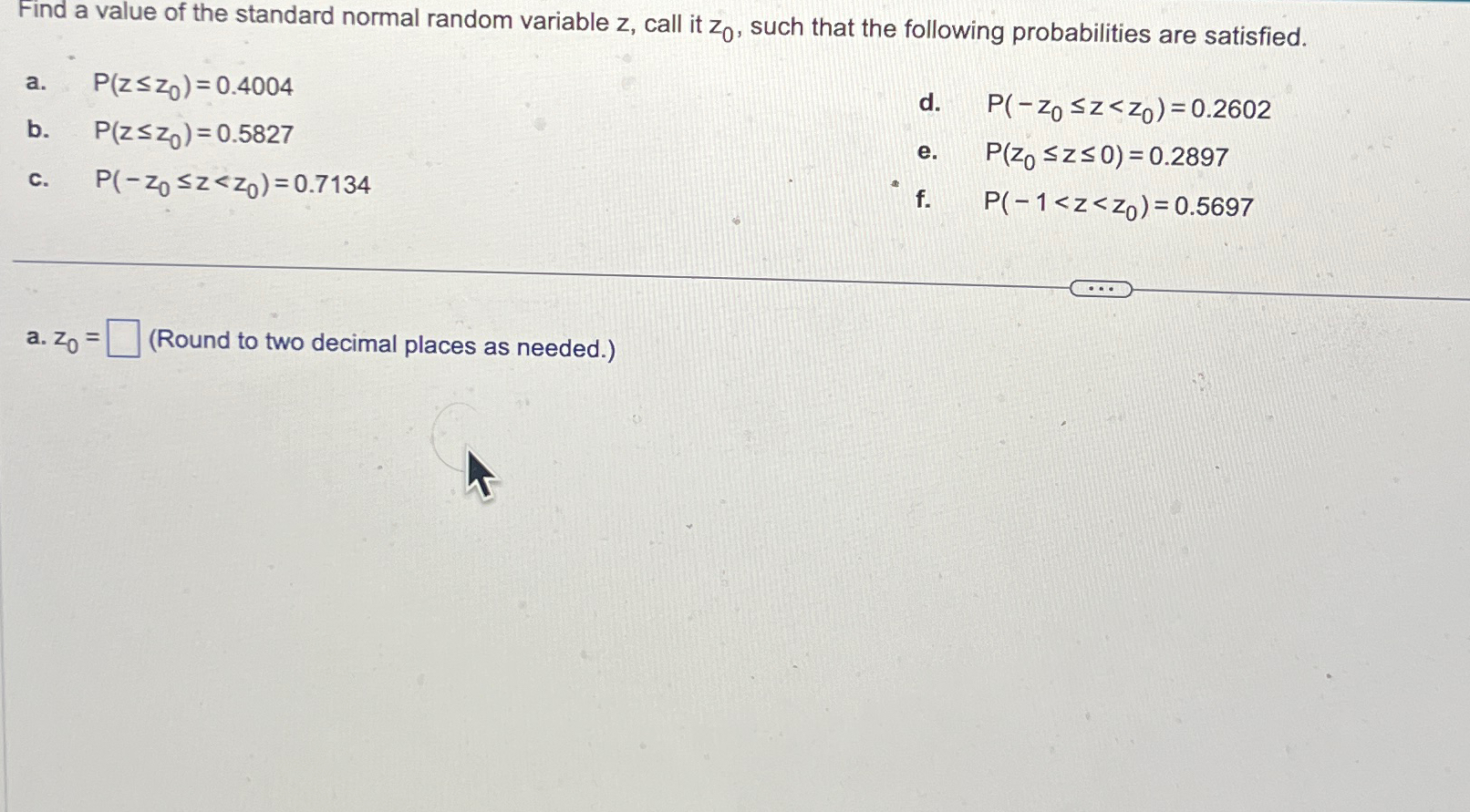 Solved Find a value of the standard normal random variable | Chegg.com