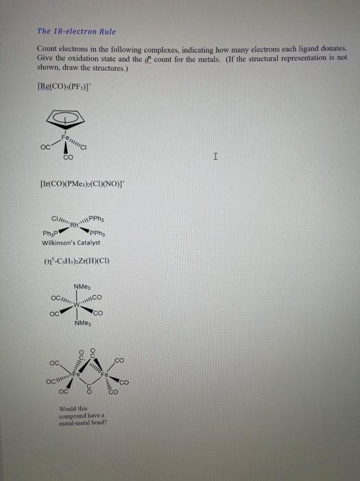 Solved The 18-electron Rule Count electrons in the following | Chegg.com