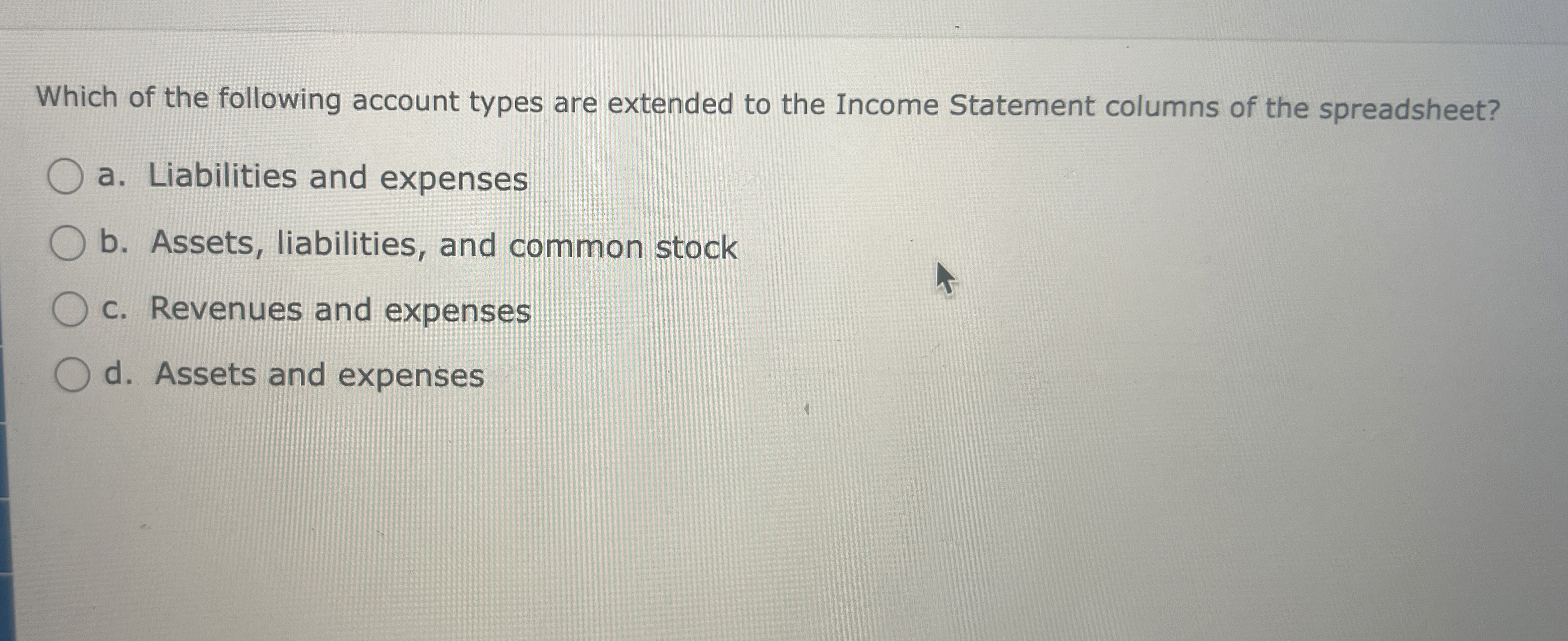 Solved Which of the following account types are extended to | Chegg.com