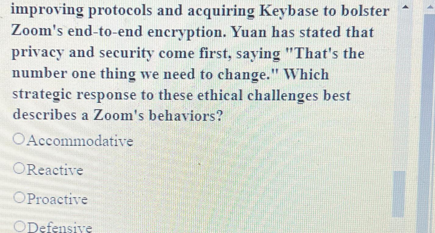 Solved improving protocols and acquiring Keybase to bolster | Chegg.com