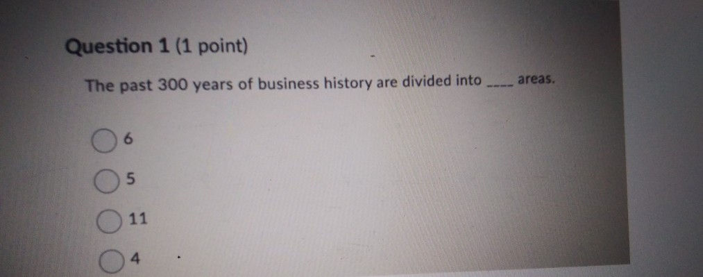 Solved Question 1 (1 point) areas. The past 300 years of | Chegg.com