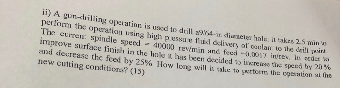Solved 11) A gun-drilling operation is used to drill | Chegg.com