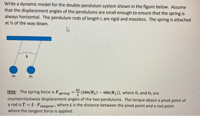 Solved Write a dynamic model for the double-pendulum system | Chegg.com
