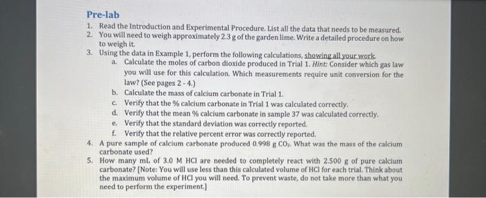 Solved Pre-lab 1. Read the Introduction and Experimental | Chegg.com