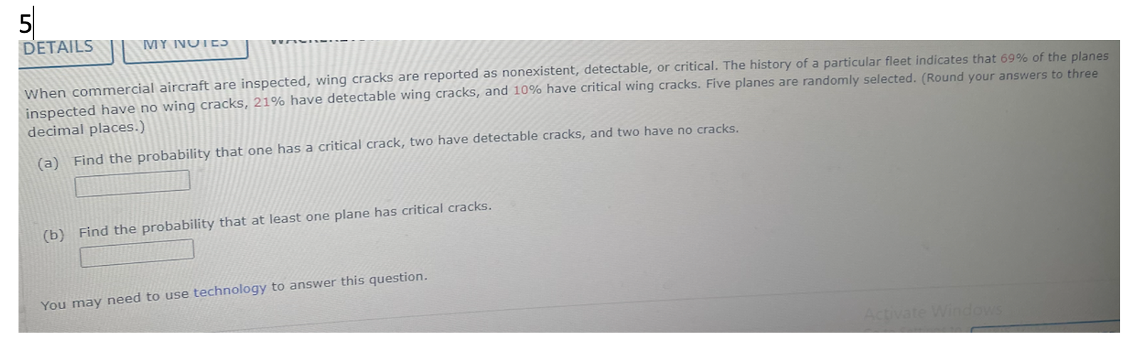 Solved When commercial aircraft are inspected, wing cracks | Chegg.com
