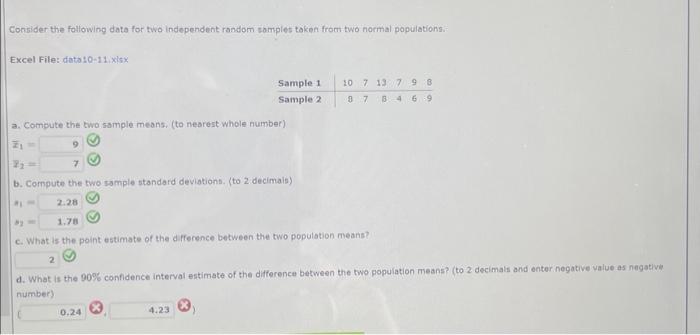 Solved Consider the following data for two independent | Chegg.com