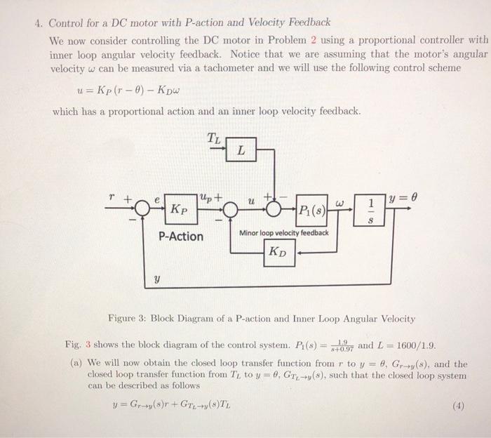 1. Control for a DC motor with P-action and Velocity | Chegg.com