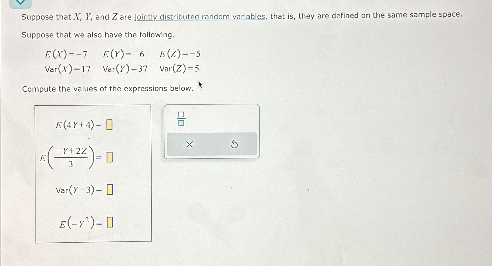Solved Suppose that x,Y, ﻿and Z ﻿are jointly distributed | Chegg.com