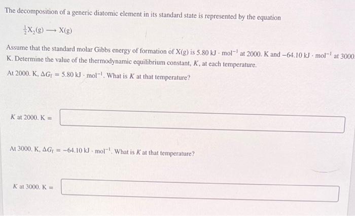 Solved The Decomposition Of A Generic Diatomic Element In