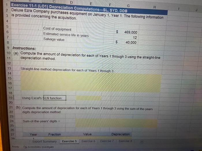 Solved Exercise 11-1 (LO1) Depreciation Computations-SL FV, | Chegg.com