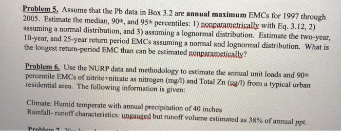 Problem 5. Assume that the Pb data in Box 3.2 are | Chegg.com